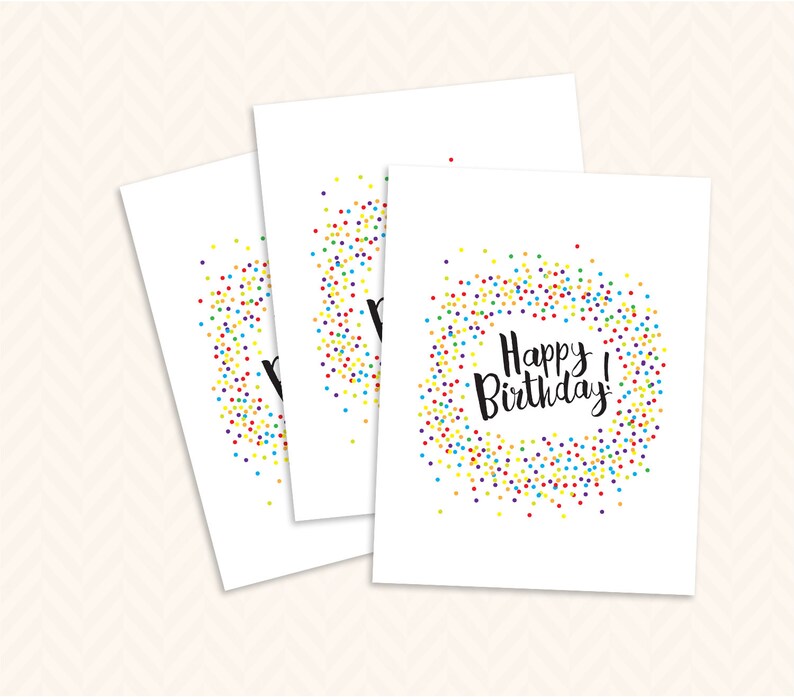 Printable Happy Birthday Confetti Card Get All 3 Sizes - Etsy