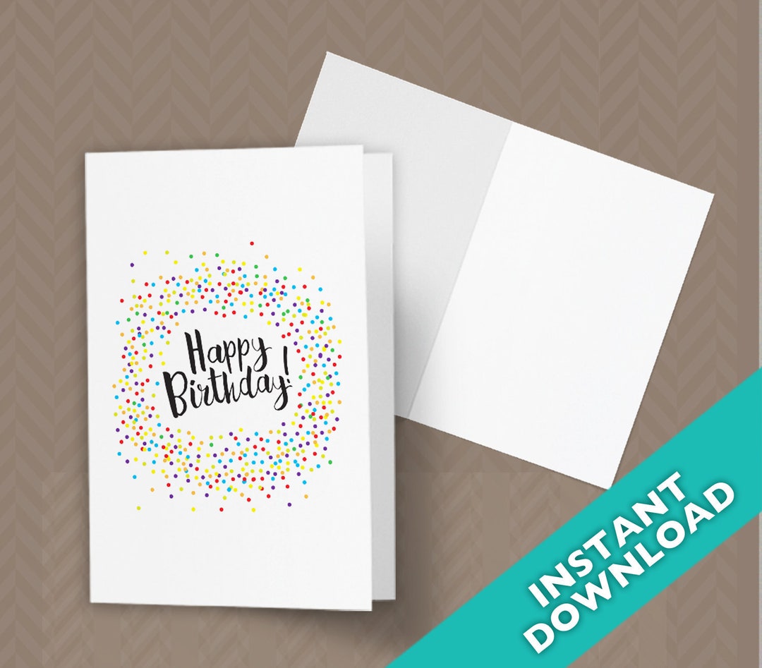Printable Happy Birthday Confetti Card - Get All 3 Sizes! - Etsy
