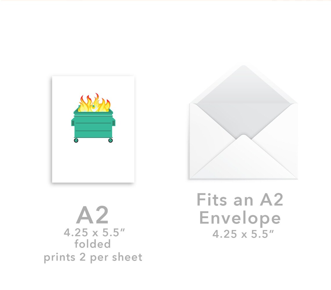 Print at Home Dumpster Fire Blank Notecard 3 Sizes to Choose - Etsy