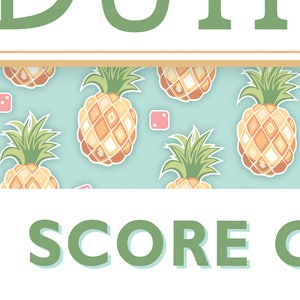 Pineapple Bunco Theme Scorecard and Table Marker Set - Etsy