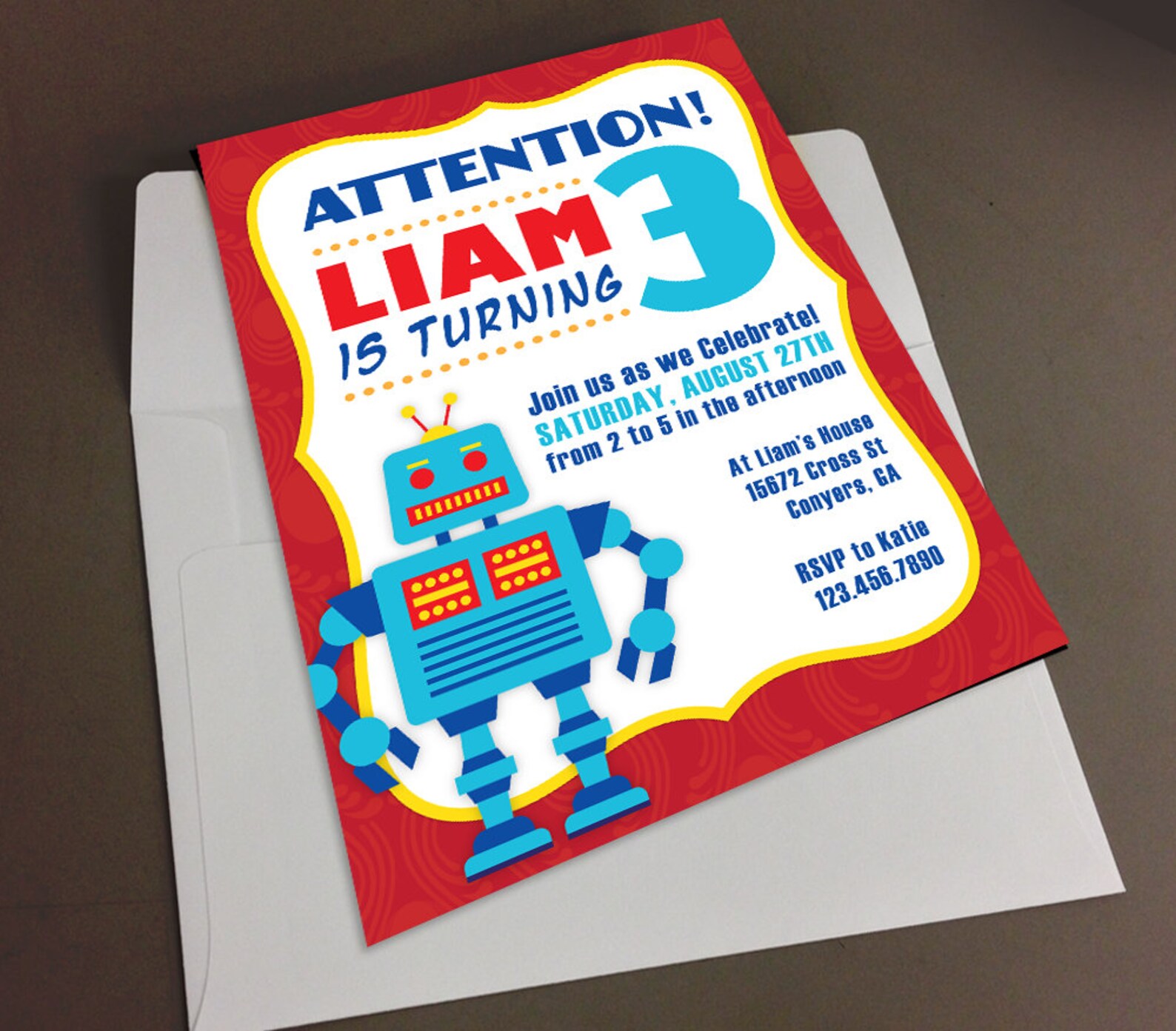 Robot Birthday Party Invitation Design Custom Robot | Etsy