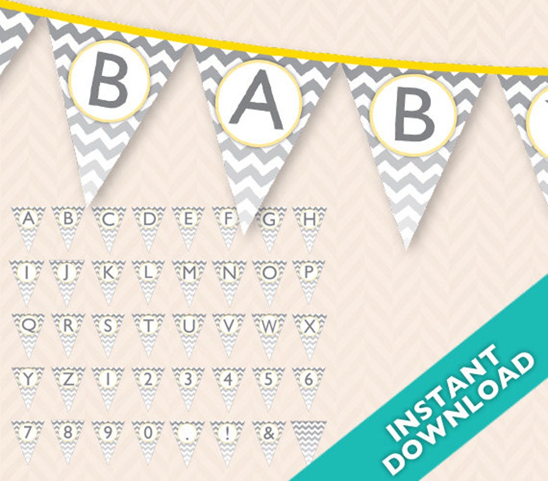 DIY Printable Grey and Yellow Ombre Chevron Banner ... Perfect for ...