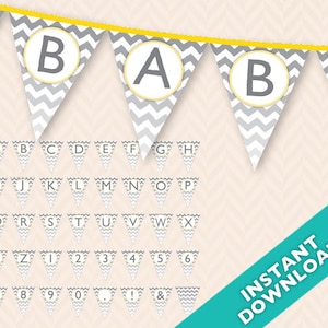 DIY Printable Grey and Yellow Ombre Chevron Banner ... Perfect for ...