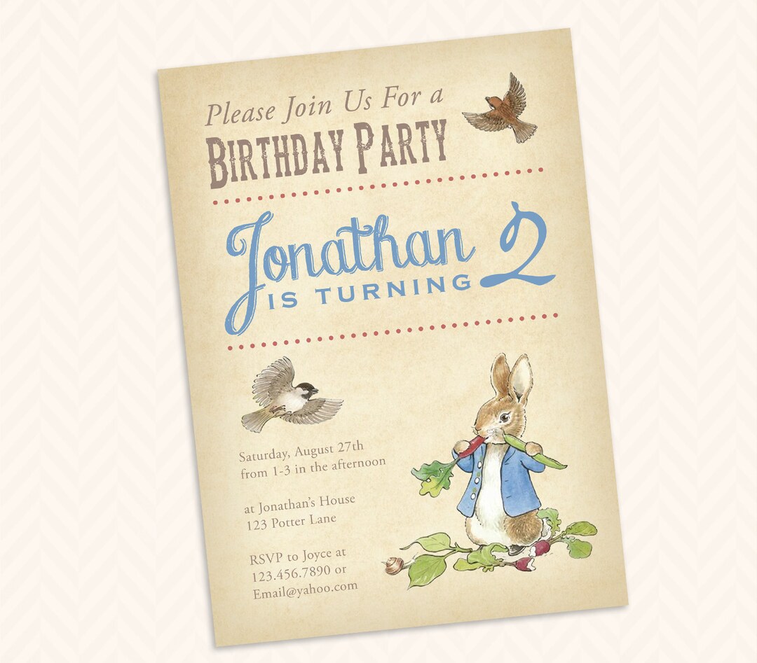 Peter Rabbit Birthday Party Invitation - Etsy