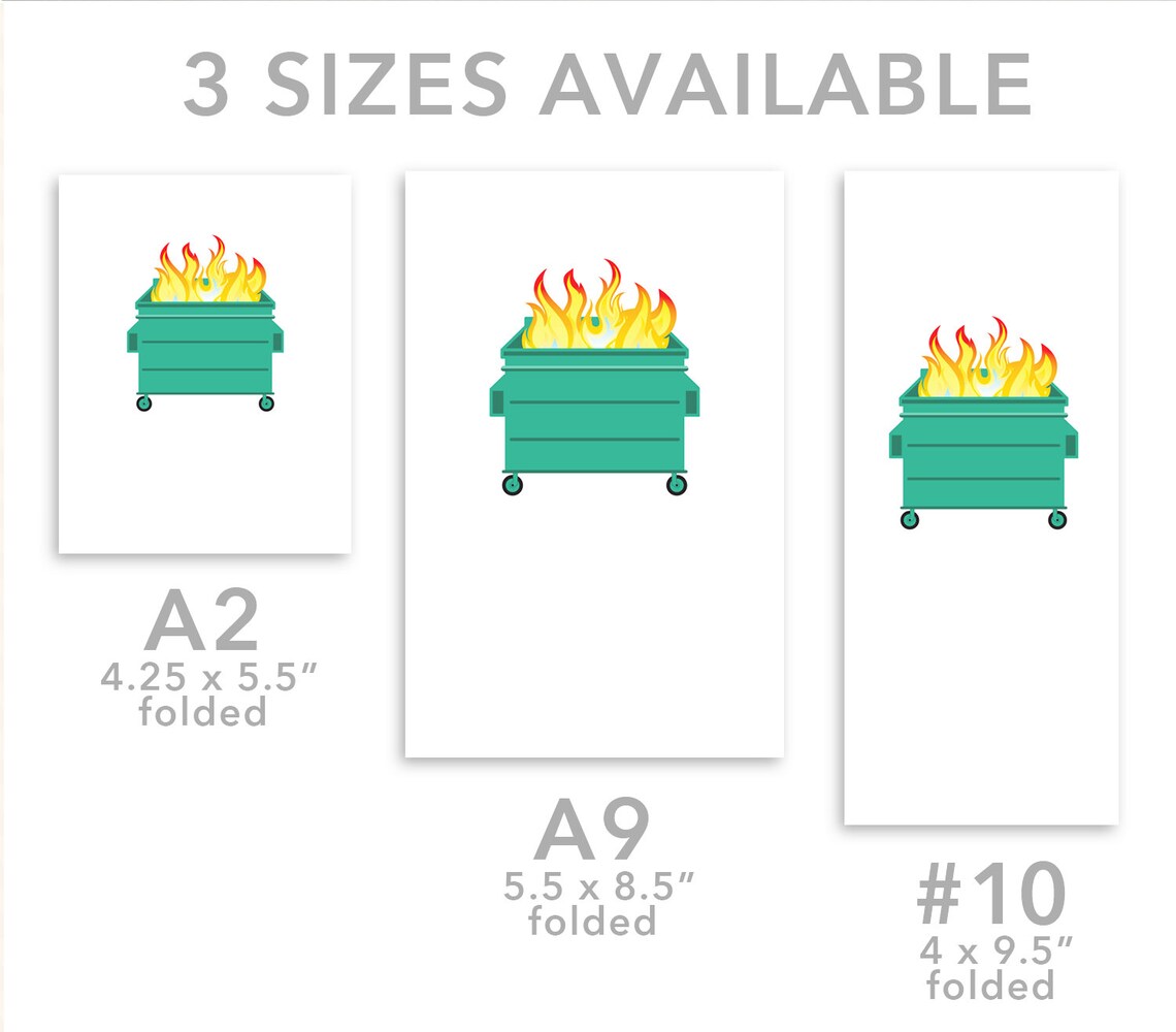 Print at Home Dumpster Fire Blank Notecard 3 Sizes to Choose - Etsy