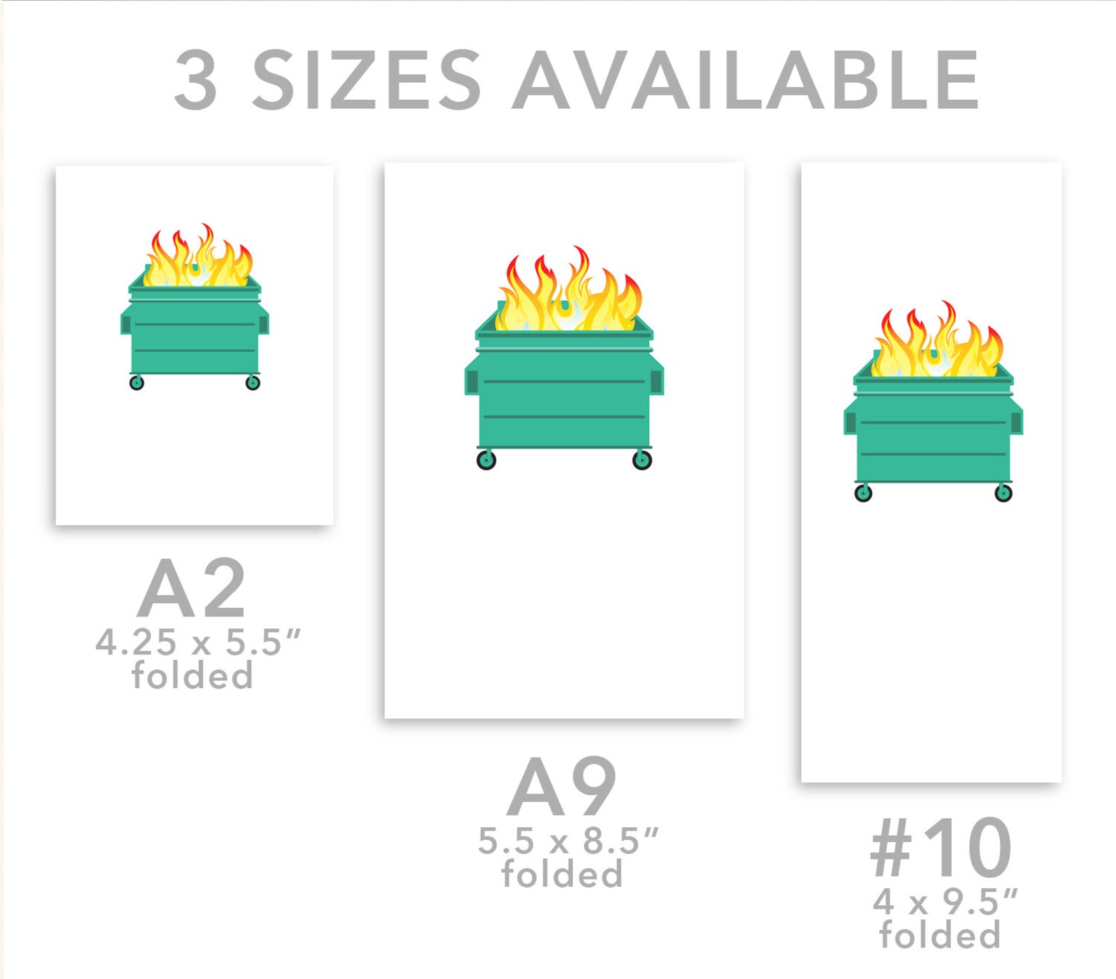 Print at Home Dumpster Fire Blank Notecard 3 Sizes to Choose - Etsy