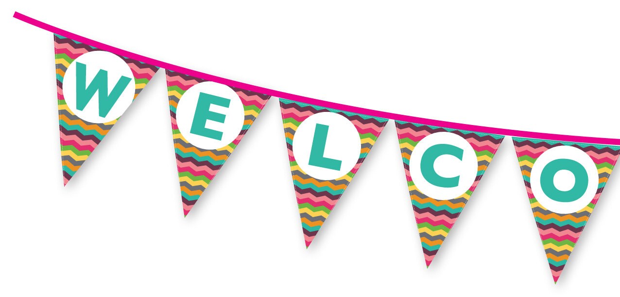 Rainbow Chevron Banner Printable | Etsy