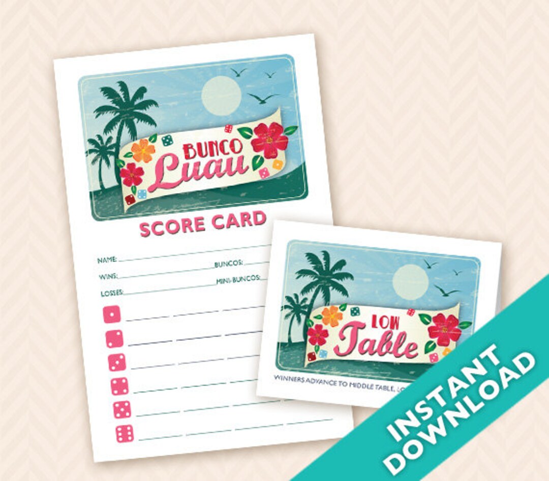 Hawaiian Luau Bunco Theme Scorecard and Table Marker Set - Etsy