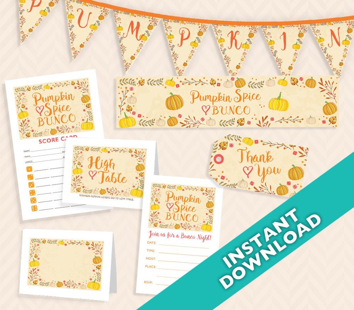 Pumpkin Spice Bunco Set Fall Bunco Theme Deluxe Printable - Etsy