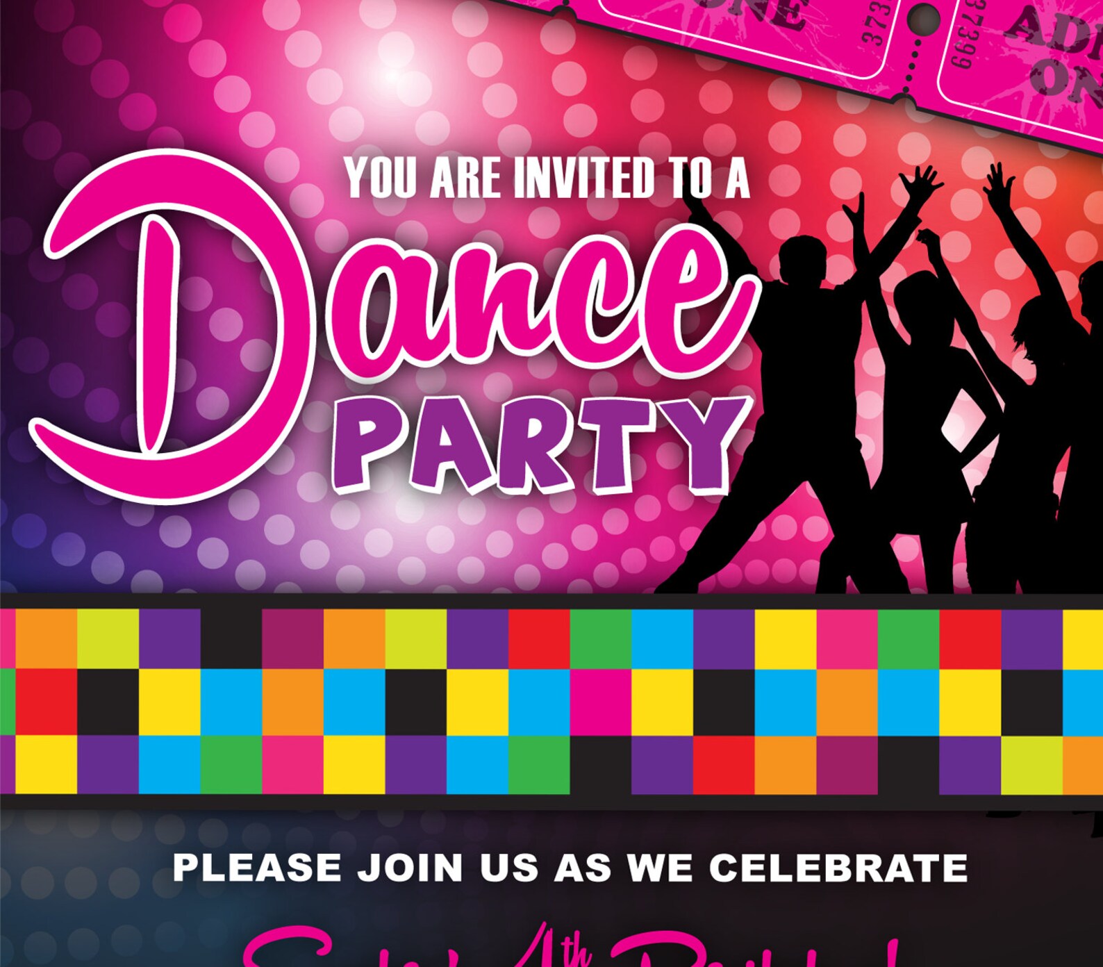 Dance Birthday Party Invitation Design, Custom DIY Printable - Etsy