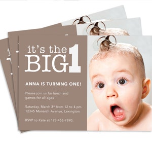 The Big 1 First Birthday Party Photo Invitation Unisex - Etsy