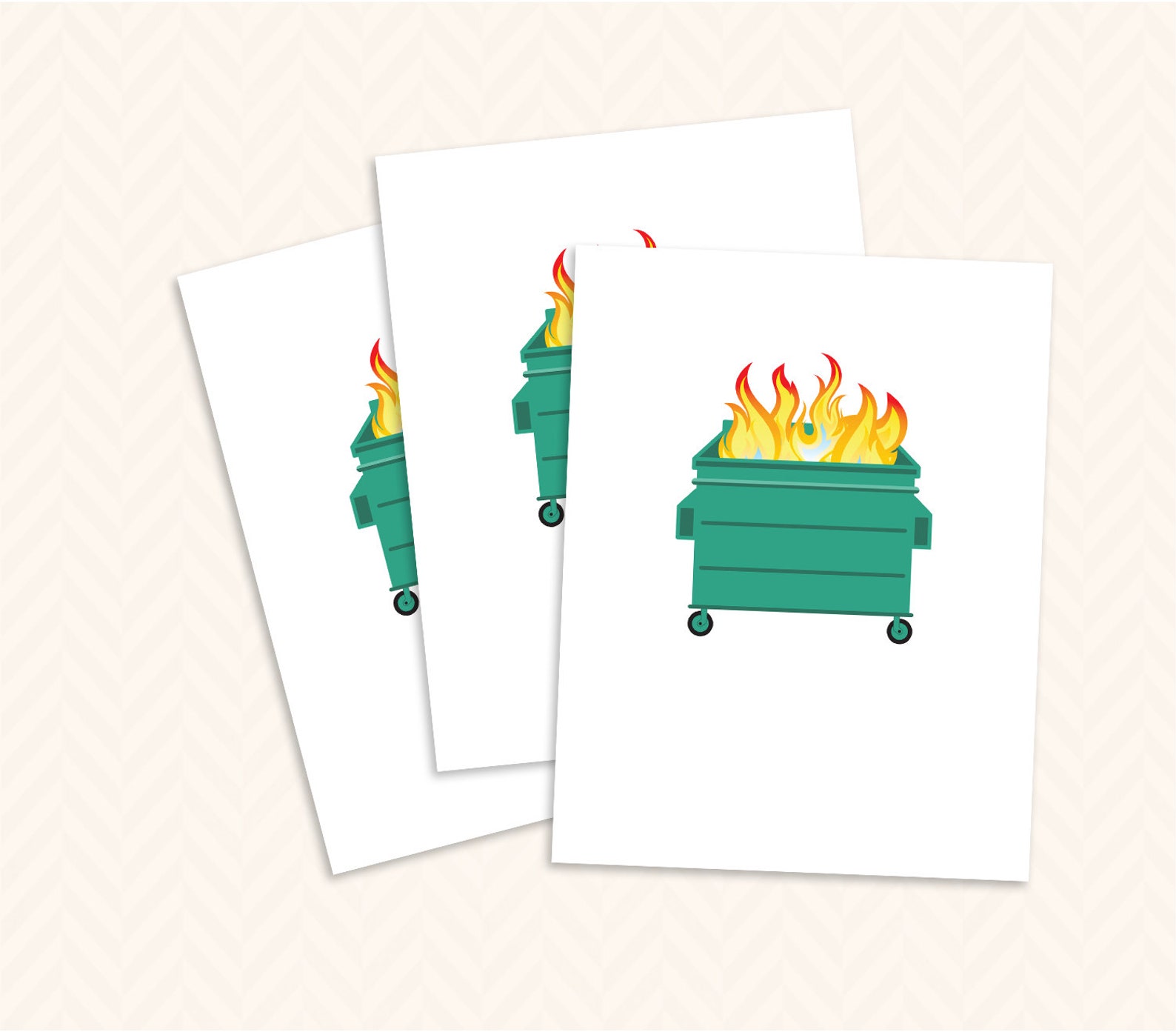 Print at Home Dumpster Fire Blank Notecard 3 Sizes to Choose - Etsy