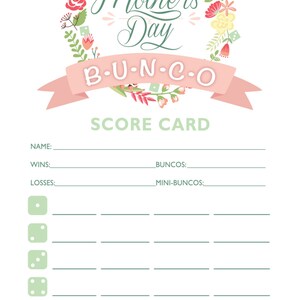 Mother's Day Bunco Theme Scorecard and Table Marker Set - Etsy