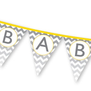 DIY Printable Grey and Yellow Ombre Chevron Banner ... Perfect for ...