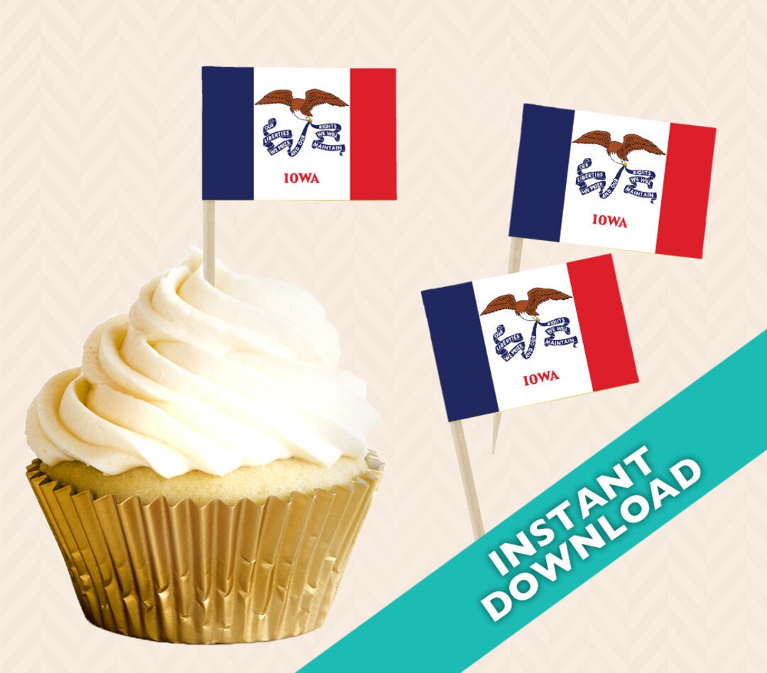 Iowa State Flag Cupcake Topper - Iowa Election Party Decoration - Food ...