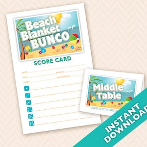 Beach Blanket Bunco Theme Scorecard and Table Marker Set - Etsy Canada