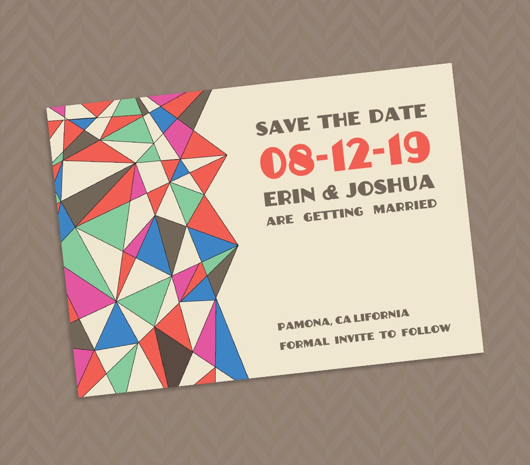 Geometric Wedding Save the Date Design, Fun, Multicolor, Artsy Save the ...