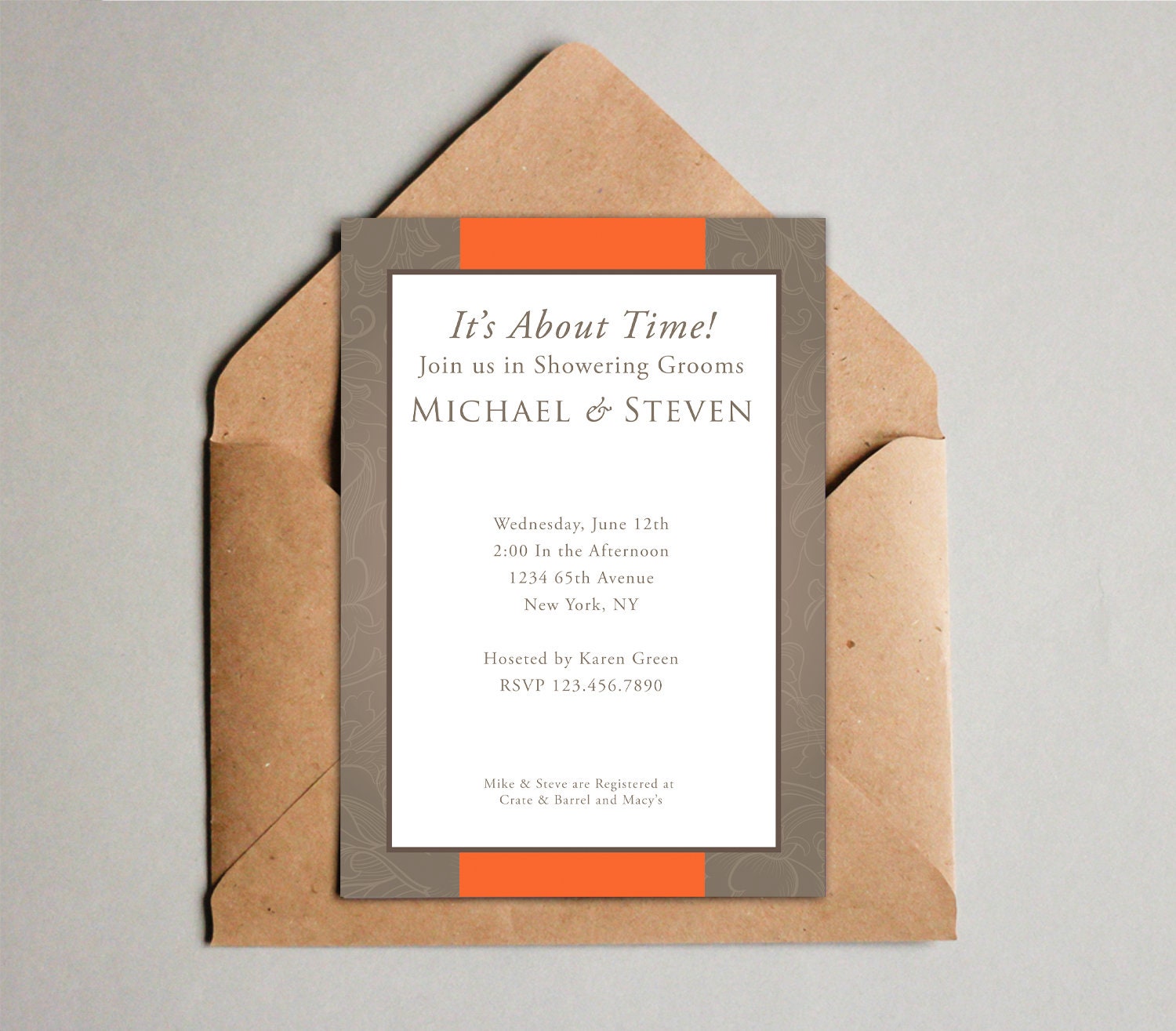 Masculine Wedding Shower Invitation - Elegant, Two Grooms Shower - Etsy