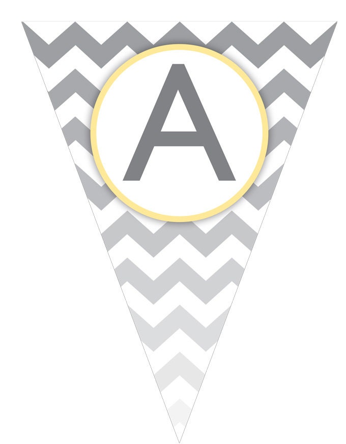 DIY Printable Grey and Yellow Ombre Chevron Banner ... Perfect | Etsy