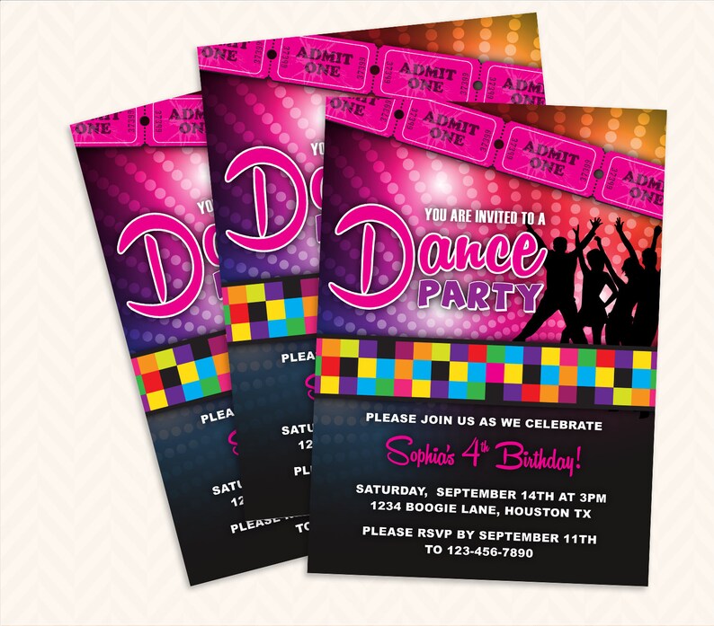 Dance Birthday Party Invitation Design custom DIY Printable | Etsy
