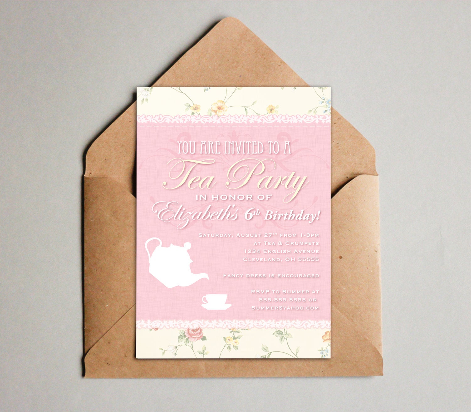 Cottagecore Tea Party Birthday Invitation | Etsy