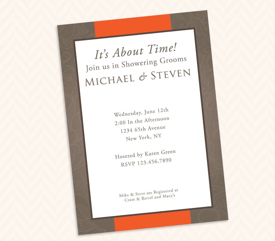 Masculine Wedding Shower Invitation - Elegant, Two Grooms Shower - Etsy
