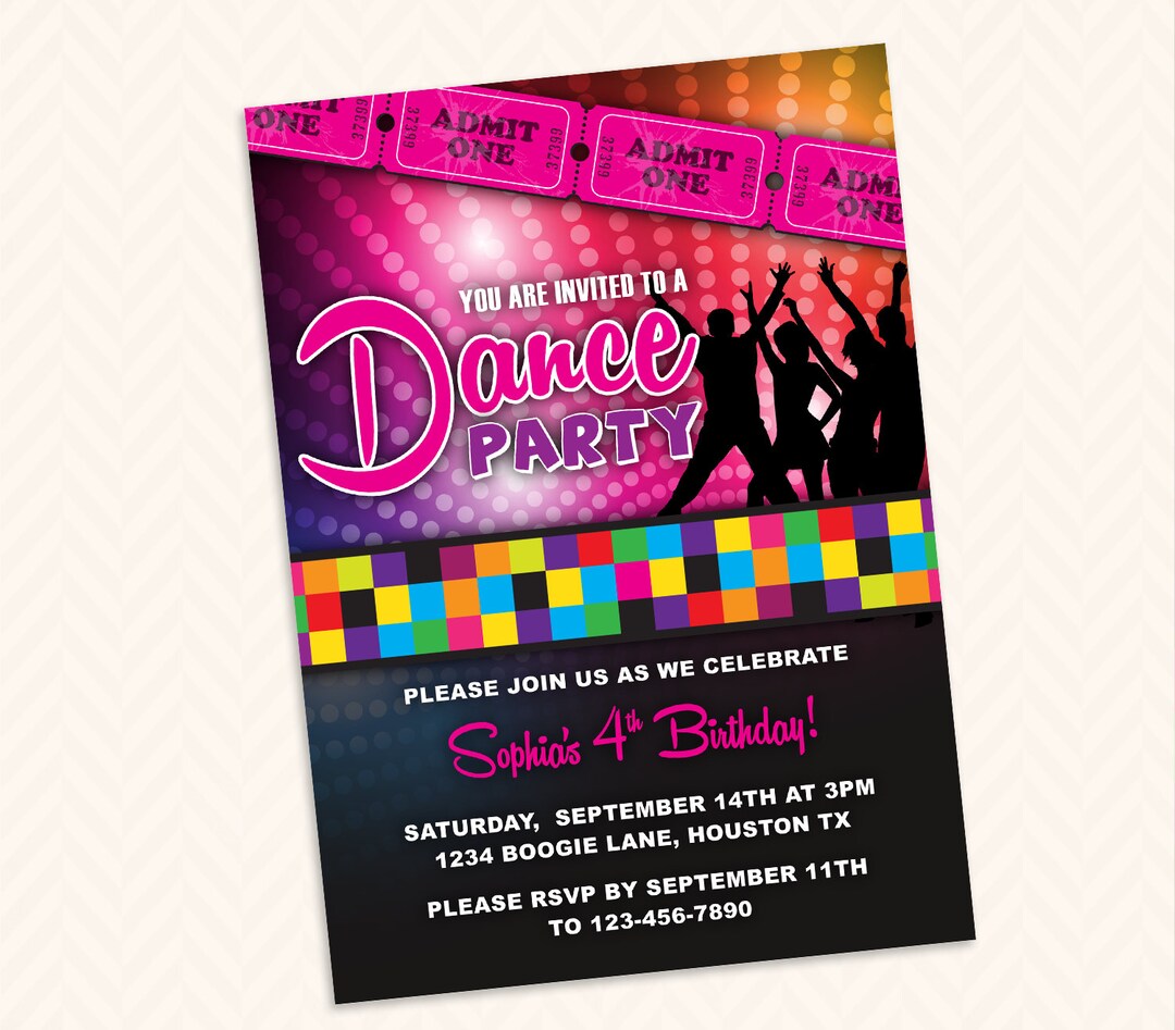 Dance Birthday Party Invitation Design, Custom DIY Printable - Etsy