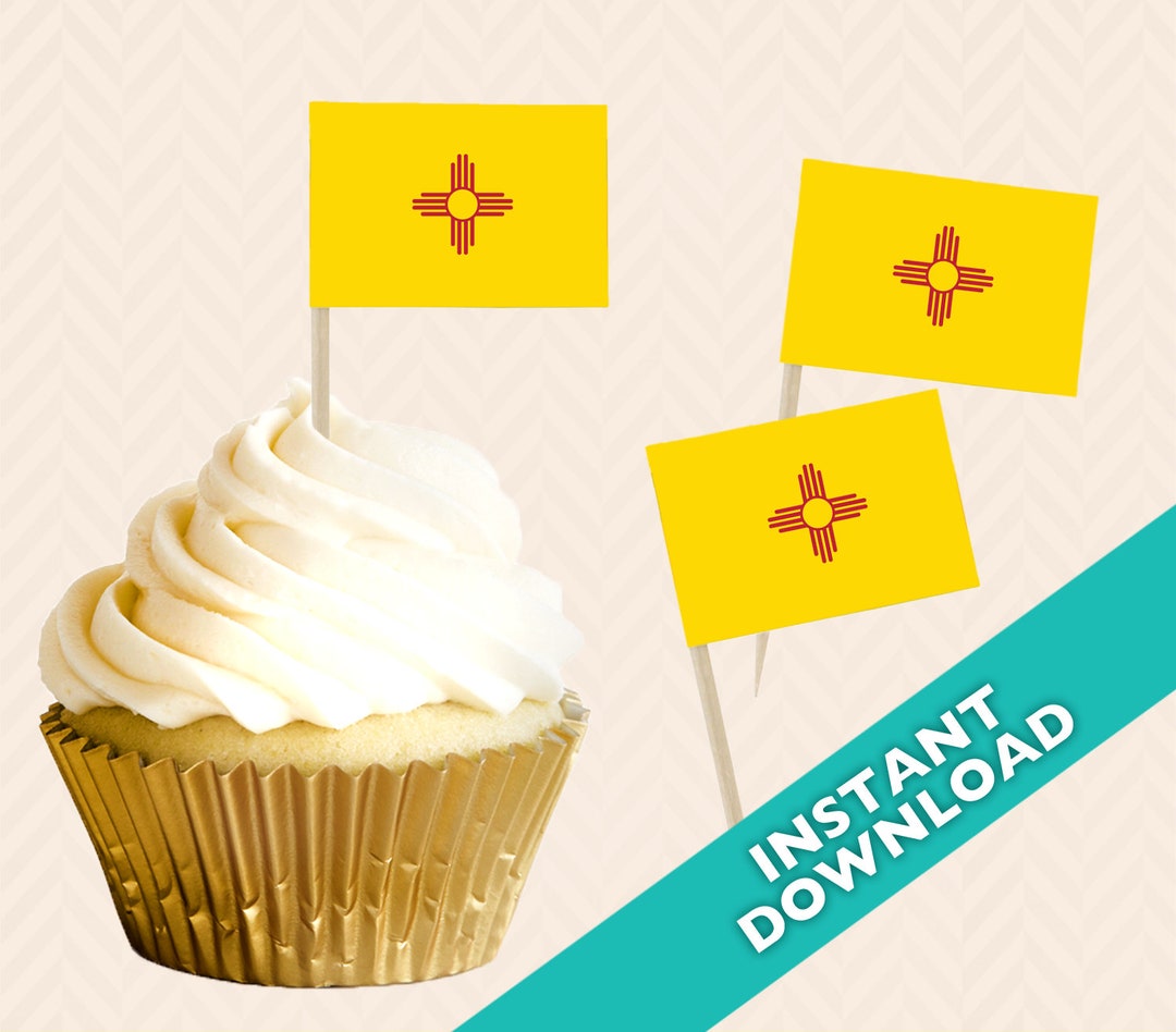 New Mexico State Flag Cupcake Topper - Election Party Decoration - Food ...