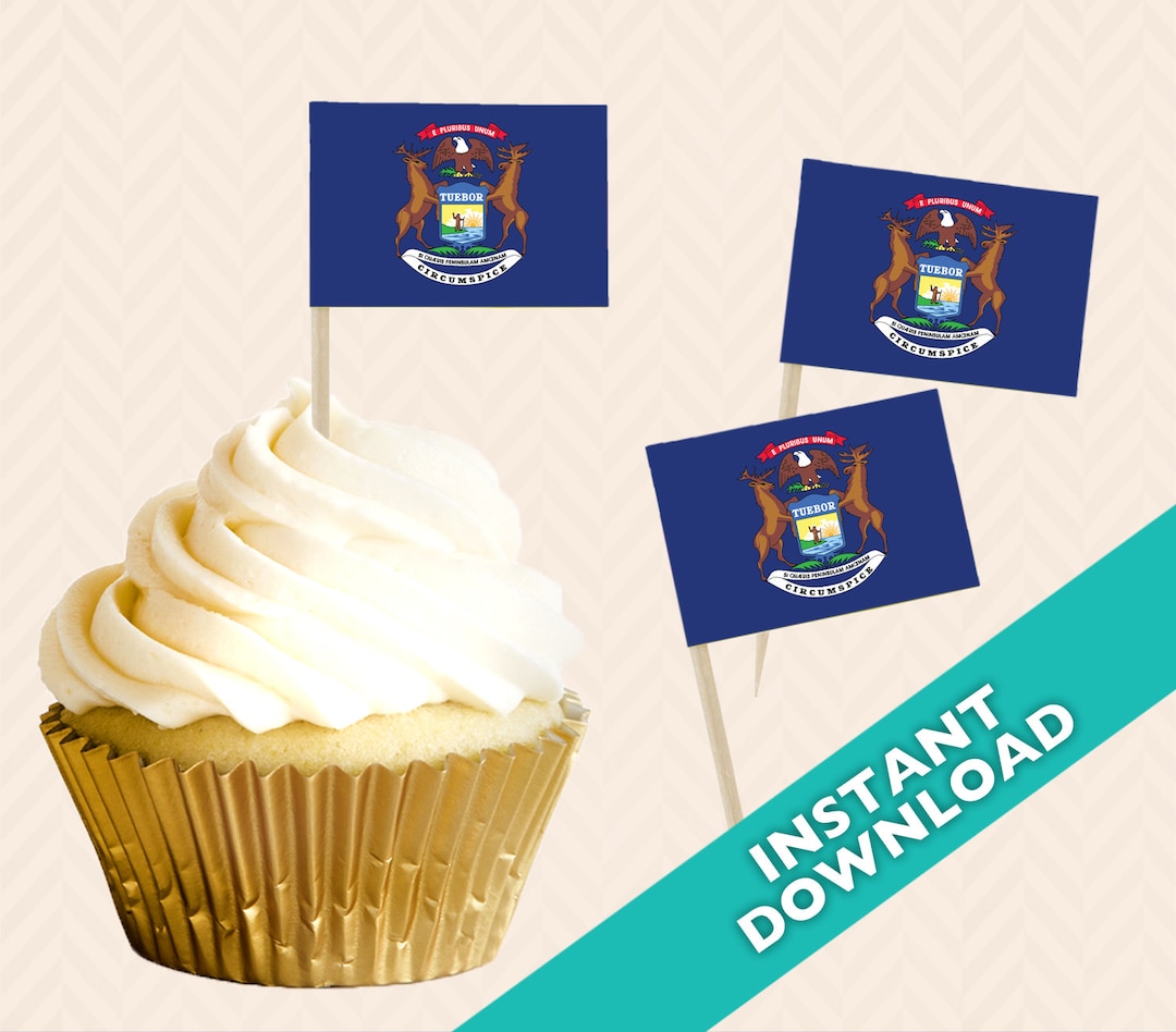 Michigan Flag Cupcake Topper - Etsy