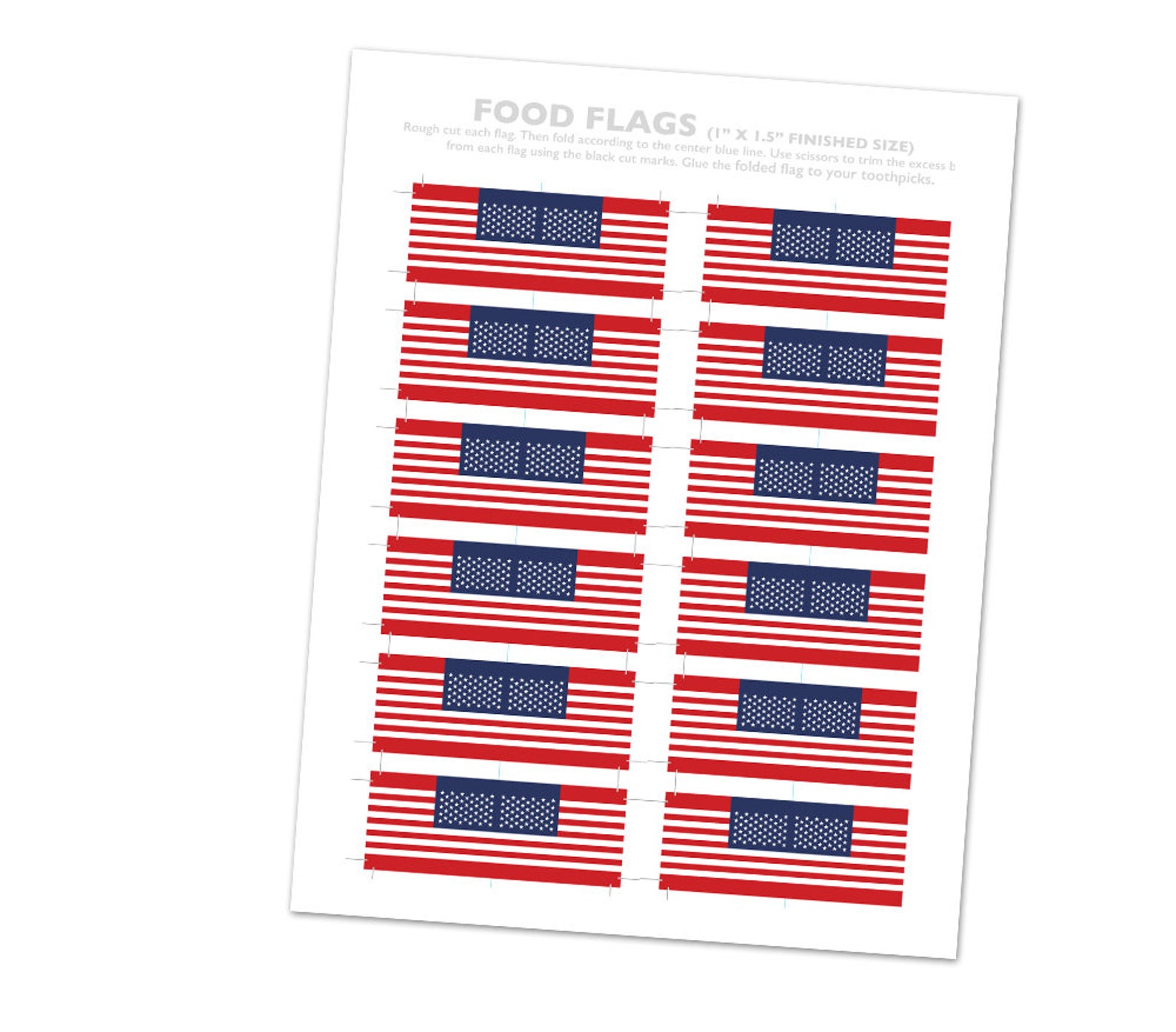 American Flag Toothpick Party Decoration Food Flag, DIY Printable Food ...