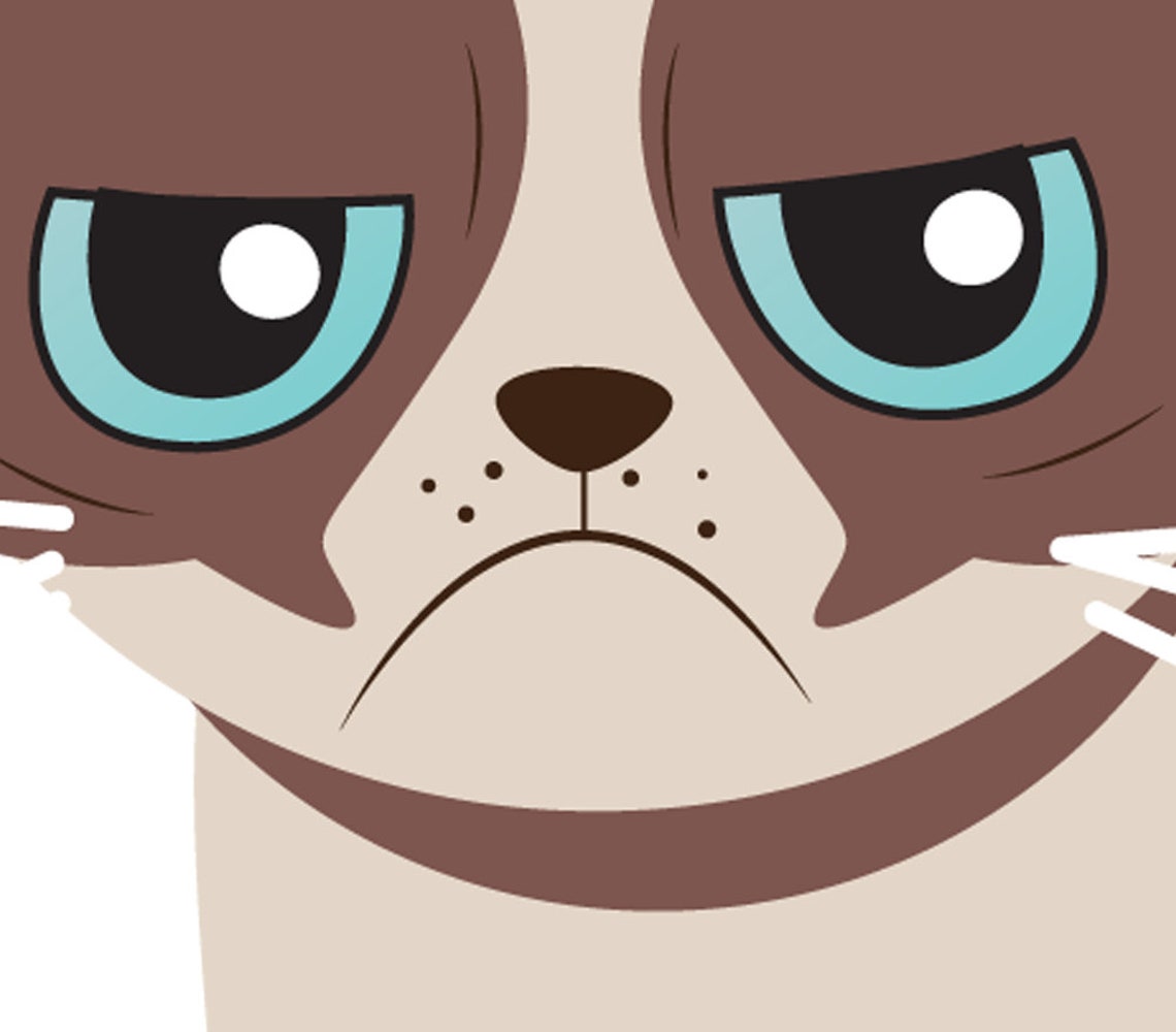Cat Vector Illustration Grumpy Cat Illustrator File Vector | Etsy