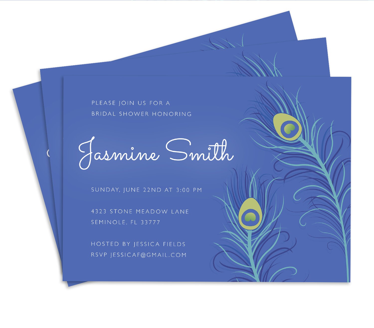Peacock Bridal Shower Invitations Printable Peacock Theme Wedding