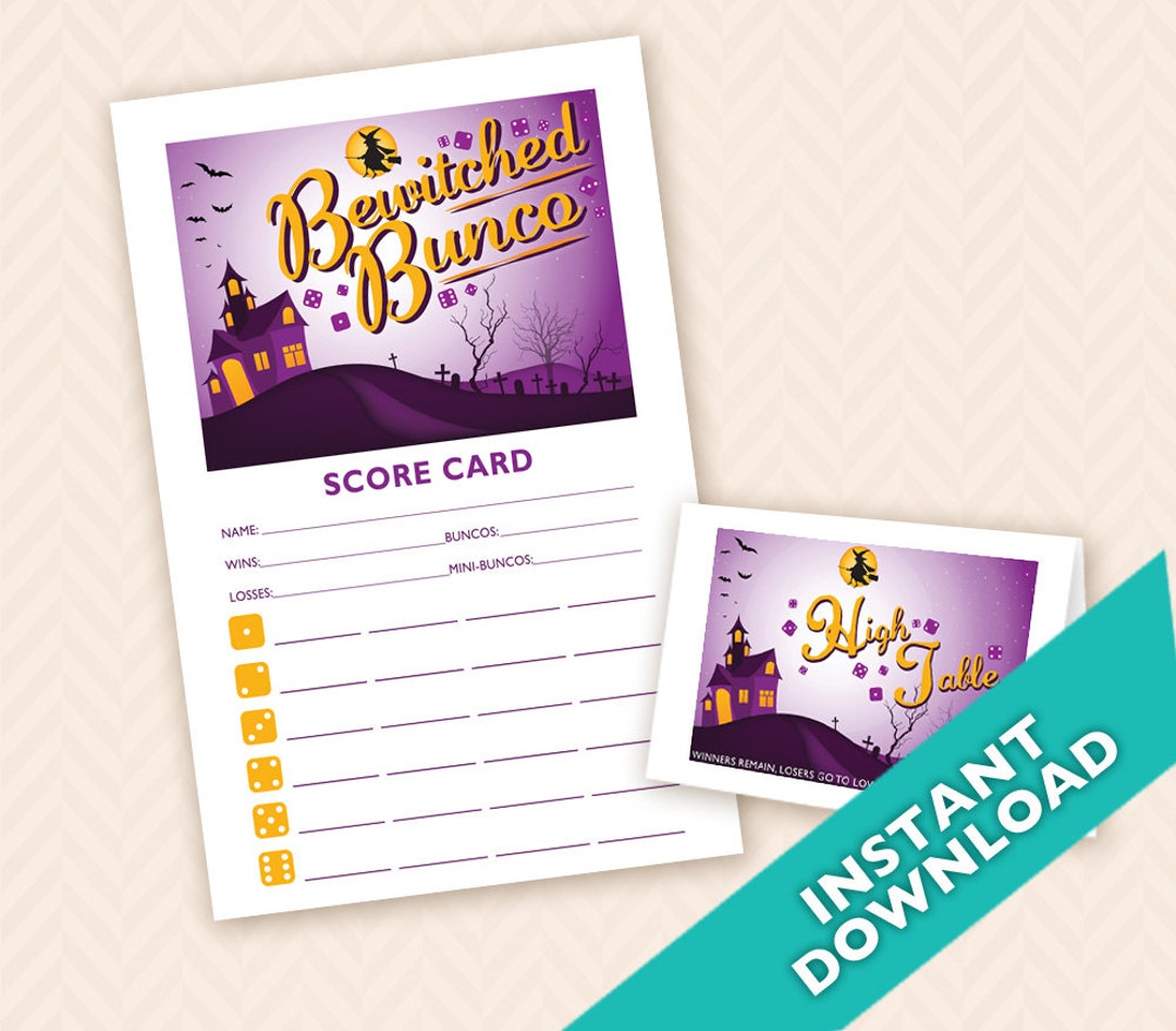 Halloween Witch Bunco Theme Scorecard and Table Marker Set - Etsy