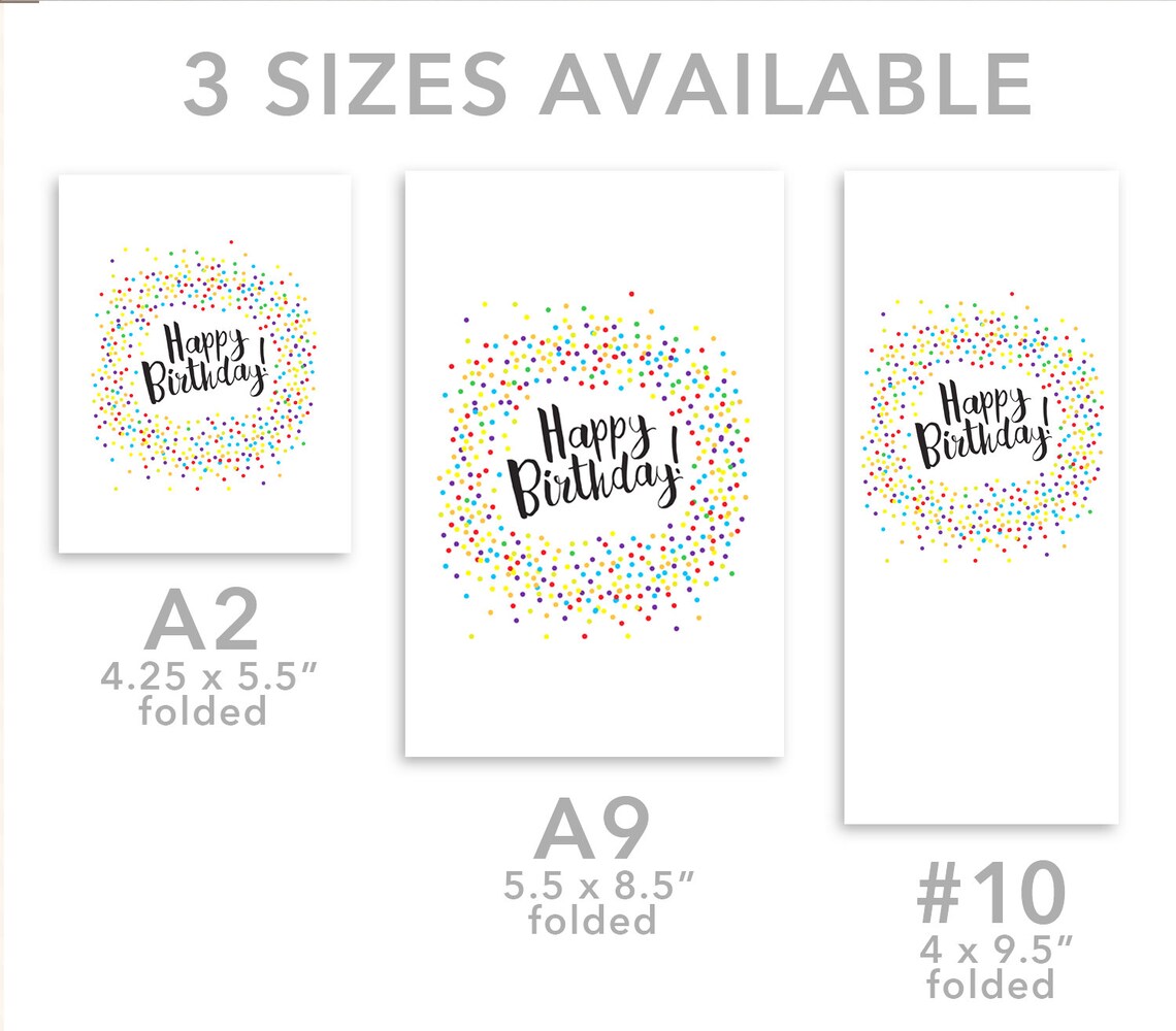 Printable Happy Birthday Confetti Card Get All 3 Sizes - Etsy