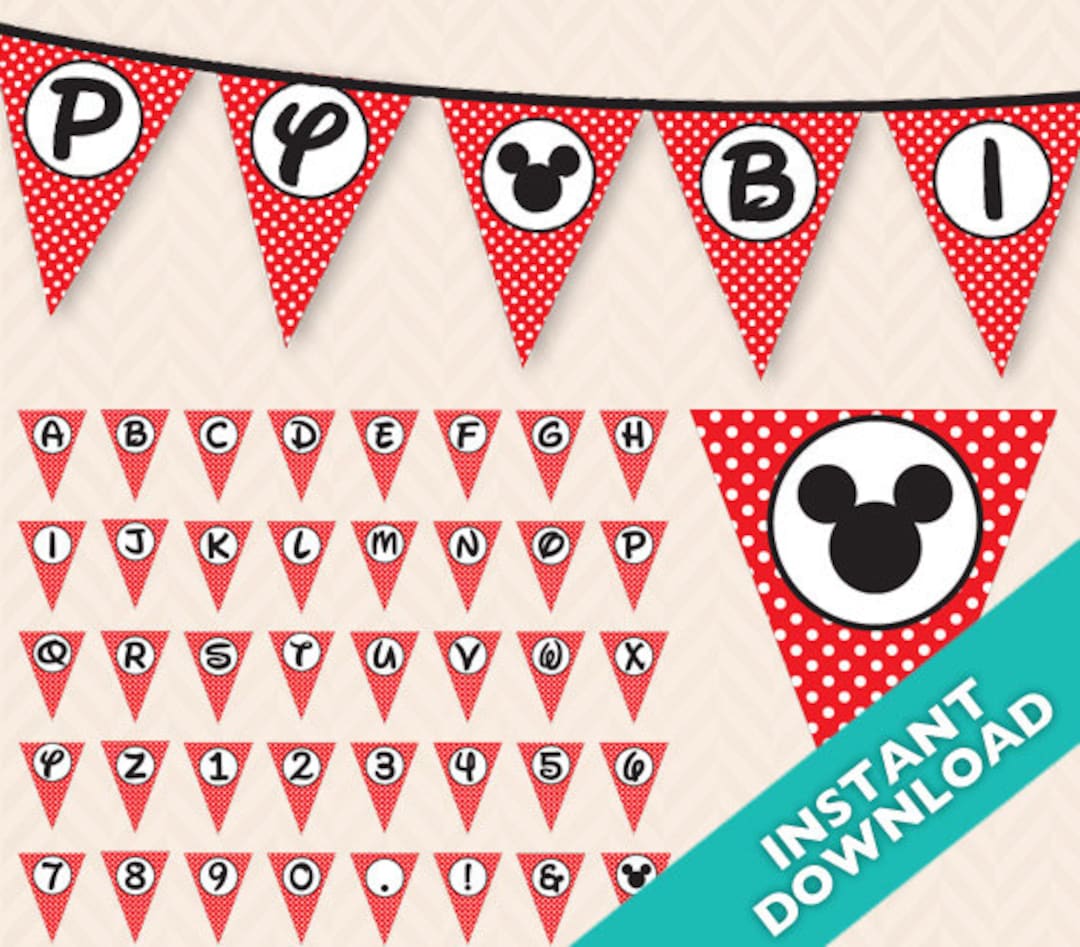 Polka Dot Mouse Printable Party Banner PDF - Etsy