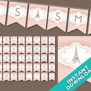 DIY Printable Parisian Pink Banner ... Use Again and Again for Every ...
