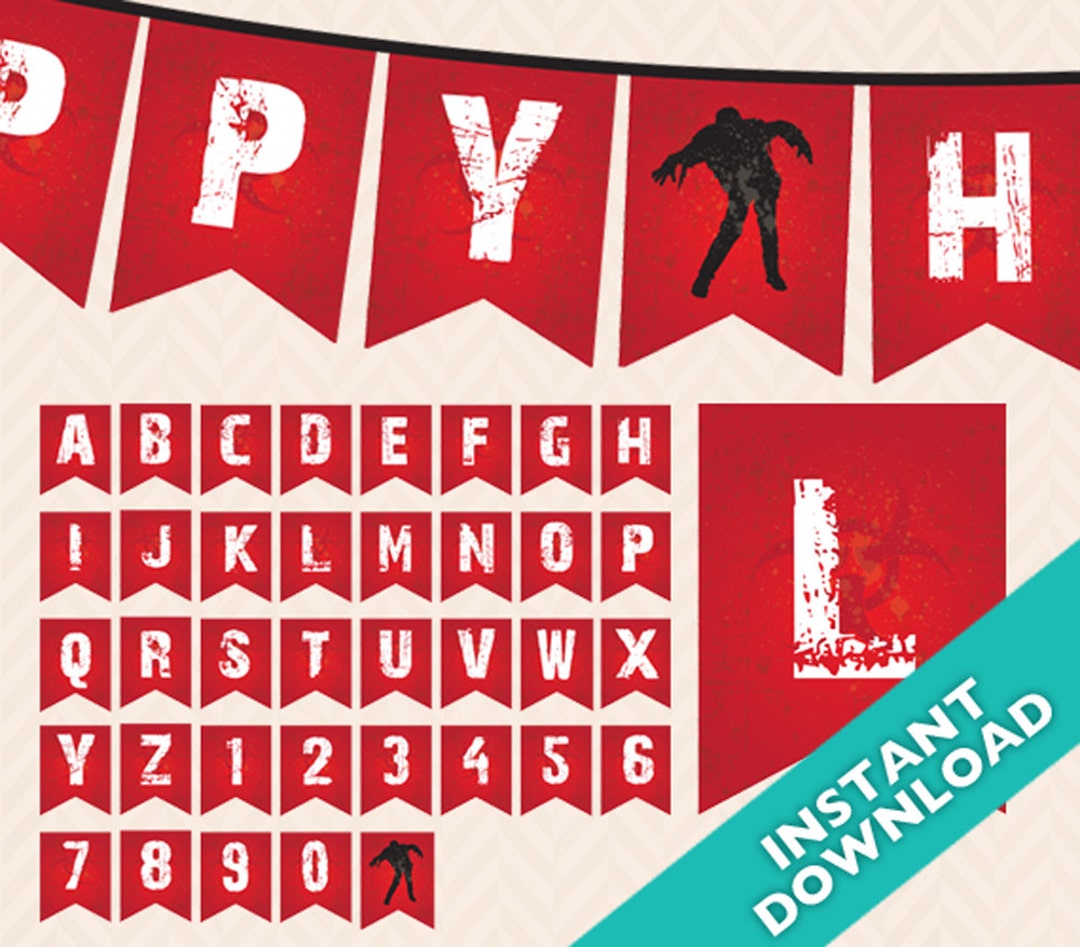 Zombie Party Banner - Printable Zombie Banner, Perfect for Birthdays ...