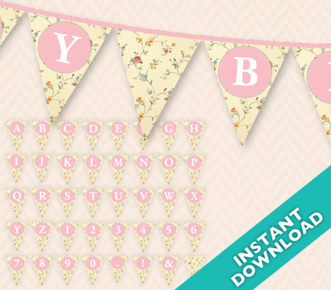 Shabby Chic Printable Party Banner, Vintage Party Banner - Etsy