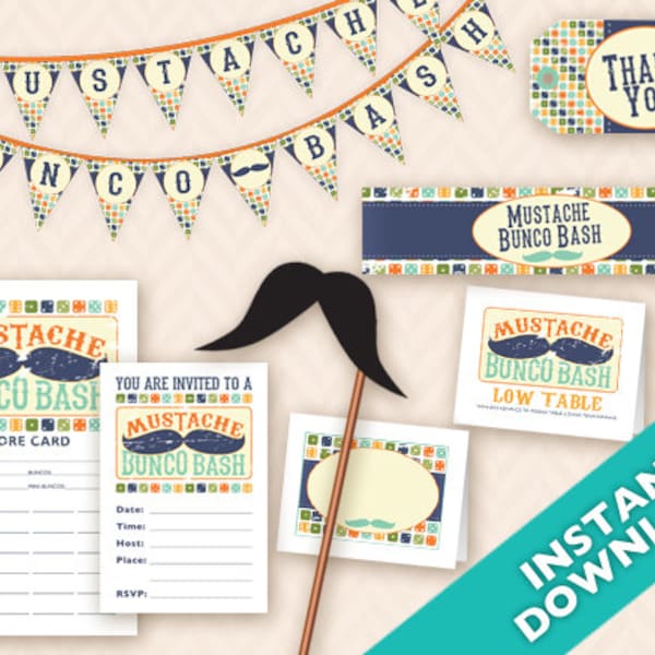 Mustache Bash Banner - Etsy