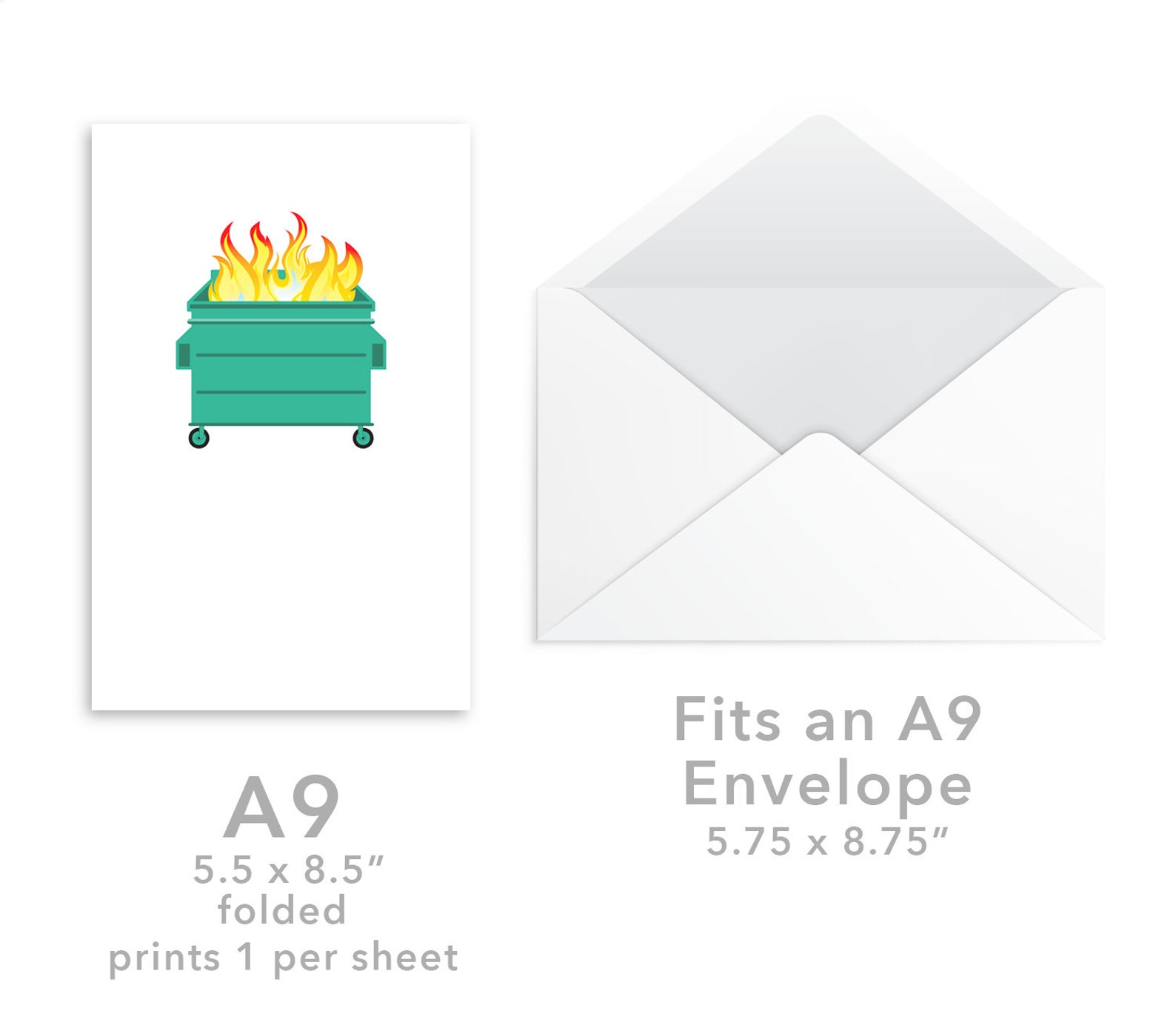 Print at Home Dumpster Fire Blank Notecard 3 Sizes to Choose - Etsy