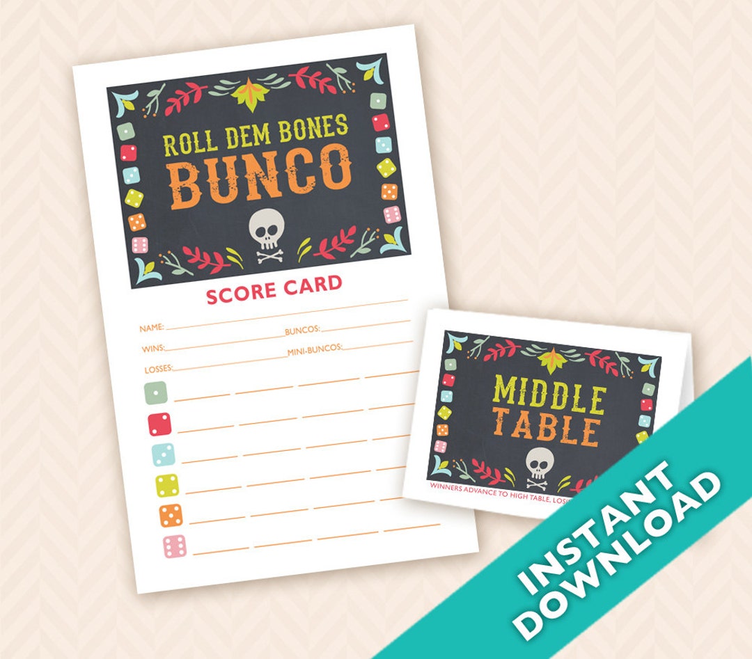 Roll Dem Bones Bunco Theme Scorecard and Table Marker Set - Etsy