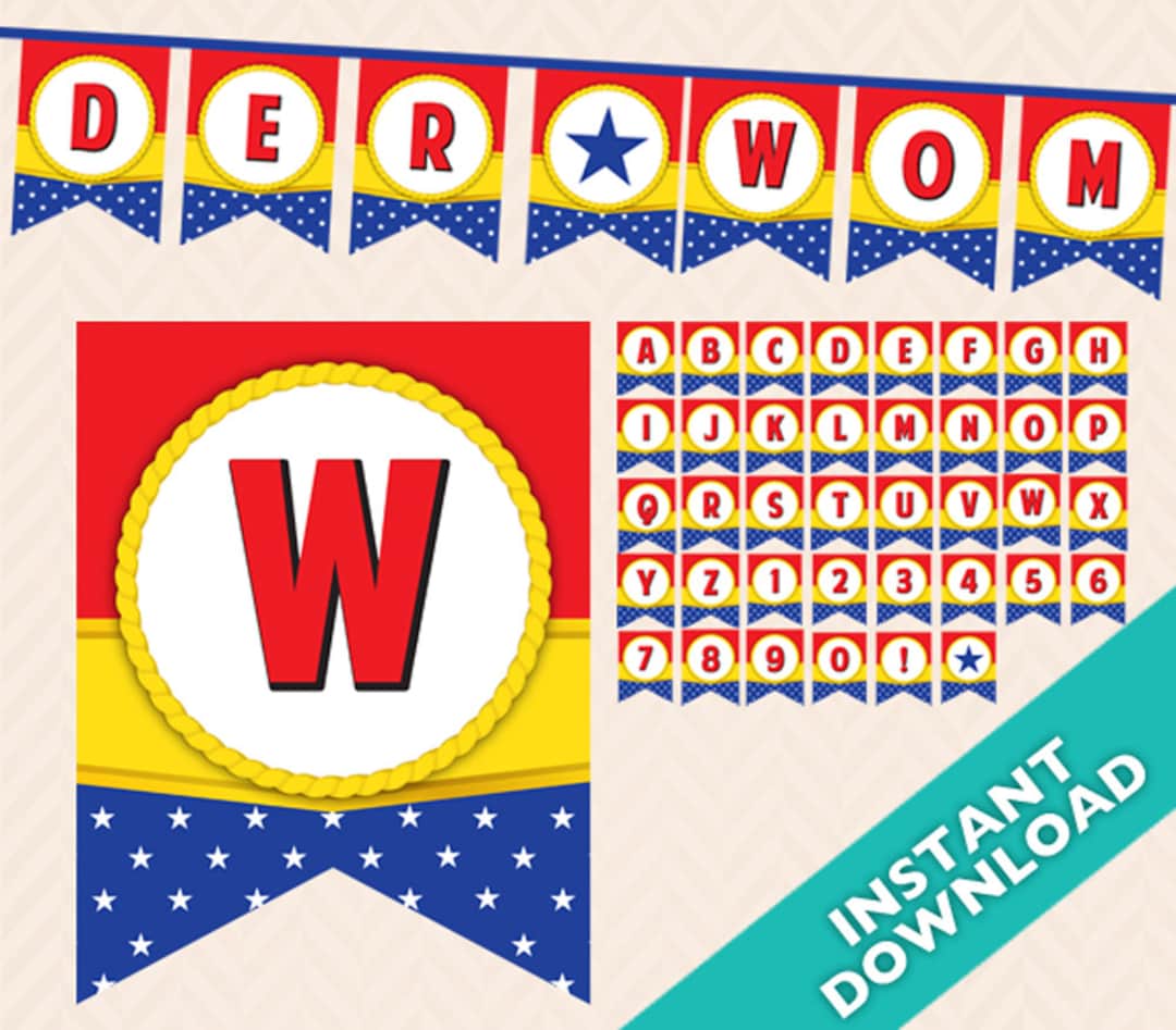 Wonder Woman Banner, Wonder Woman Party Printable - Etsy