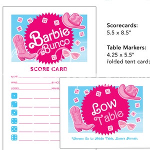 Barbie Movie Bunco Game Set: Scorecards & Table Markers (printable) - Etsy