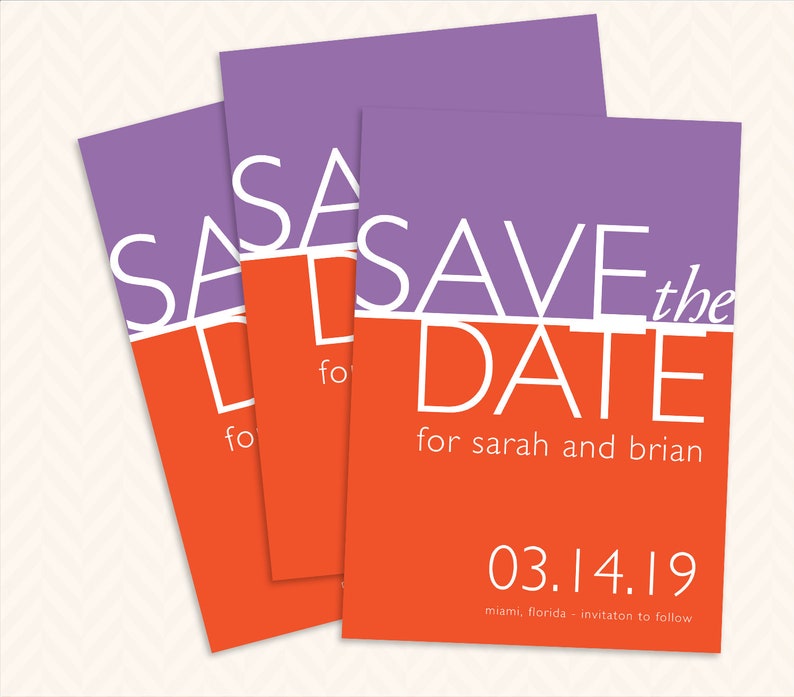 Printable Color Block Save the Date Custom Colors Available - Etsy