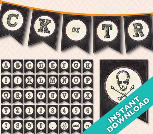 Spooky DIY Printable Halloween Banner ... Use Again and Again | Etsy