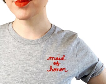 Personalized Collar Lettering T-shirt. Chain Stitch | Etsy