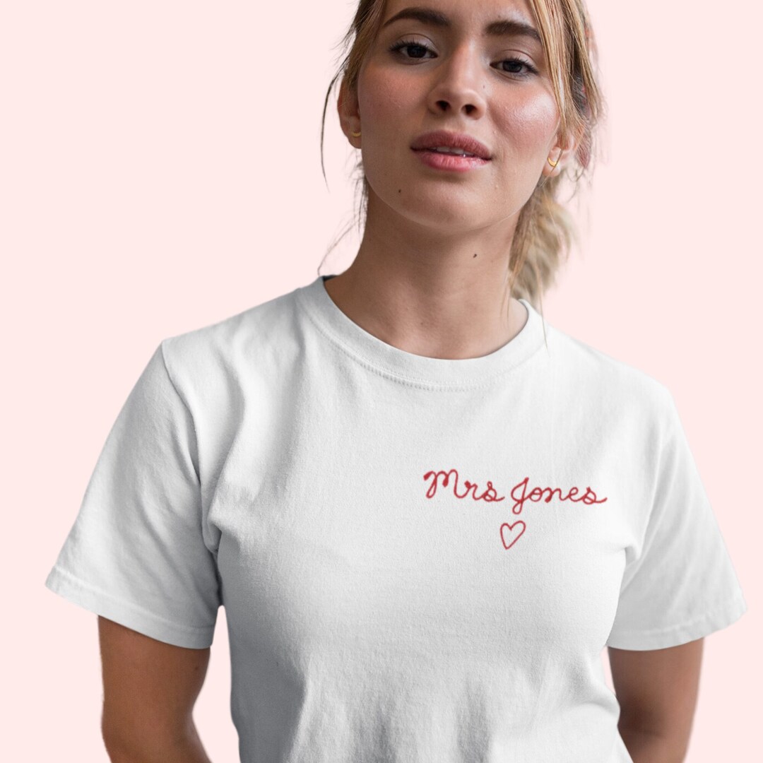 Custom Name Tee Embroidered Cotton Unisex T Shirt, Vintage Style ...