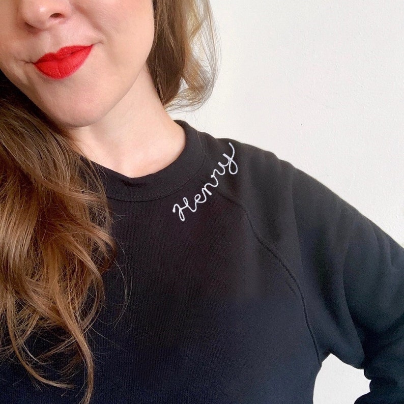 Personalized Name Sweatshirt. Lettering Around Collar. - Etsy