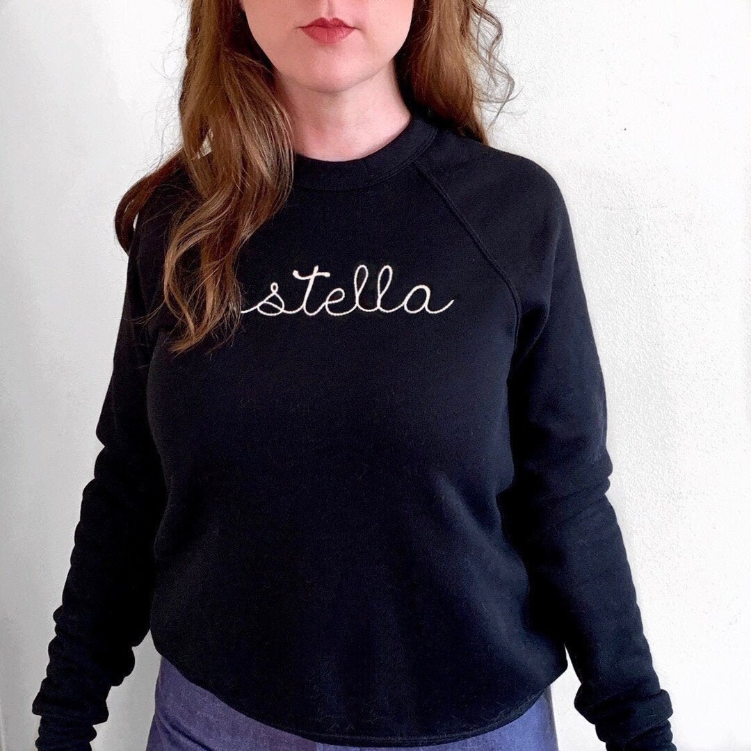 Custom Name Sweatshirt With Chainstitch Lettering. Personalized Gift ...