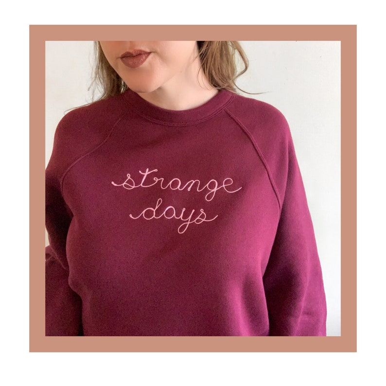 ADULT Custom Embroidered Sweatshirt With Chain Stitch Lettering ...